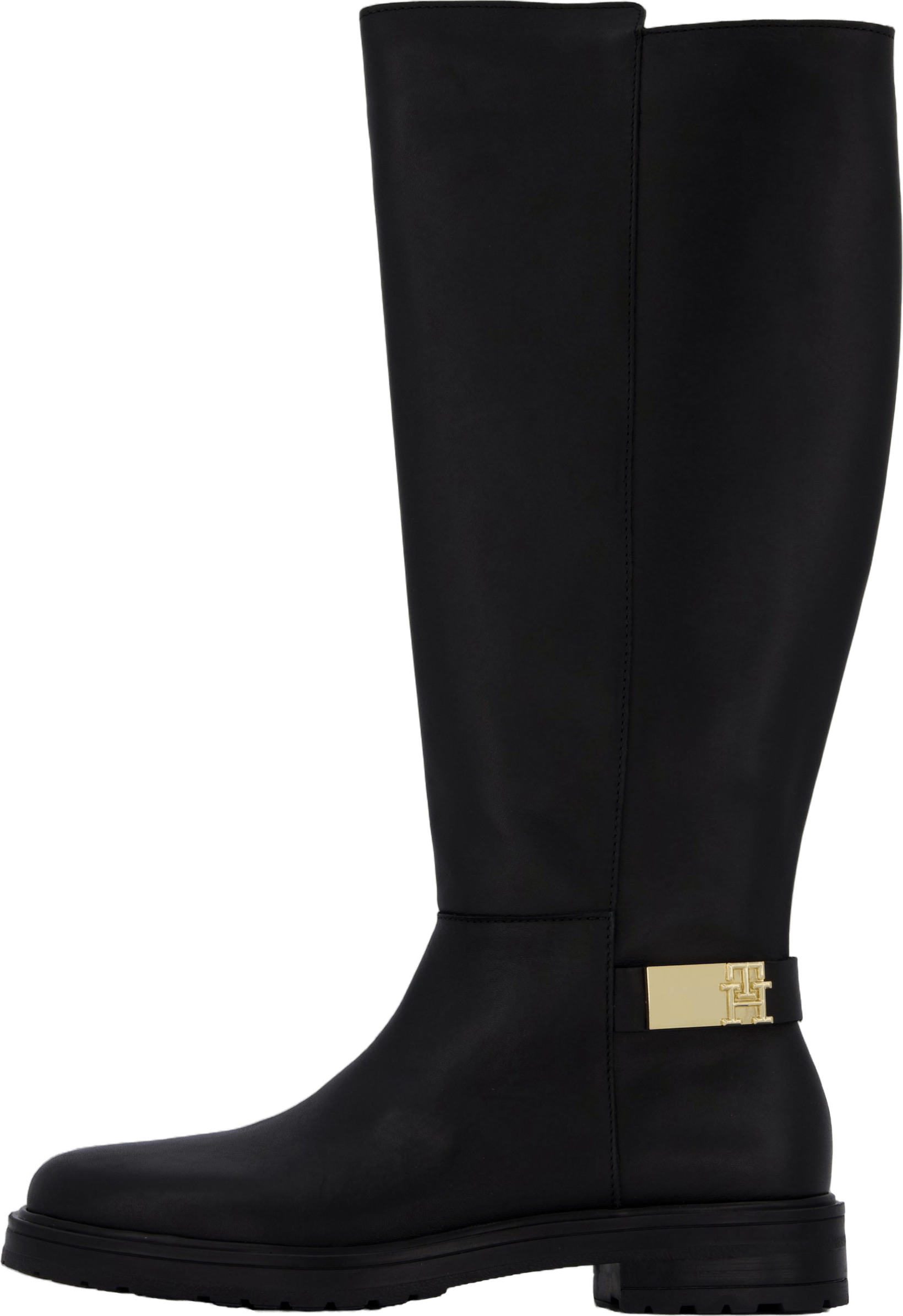 th logo leather long boot black – Footway.com